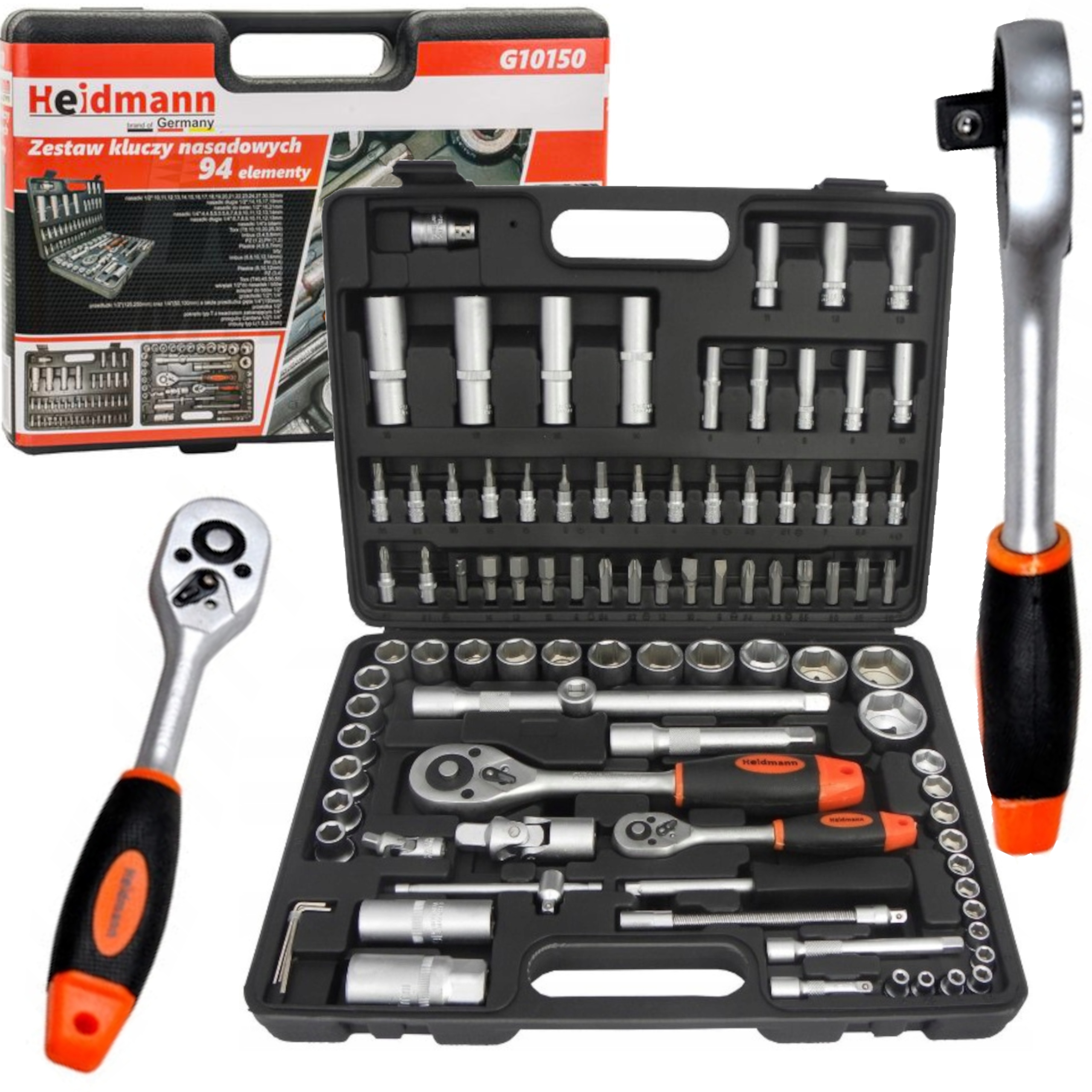 Zestaw narzędzi kluczy nasadowych klucze nasadowe bity 94 el Heidmann 5901477116117 za 128.37PLN ...
