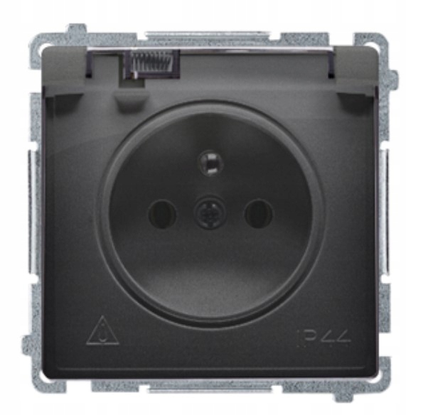 SIMON BASIC GNIAZDO Z KLAPKĄ IP44 CZARNY MAT (BMGZ1B.01/49A) • Cena ...