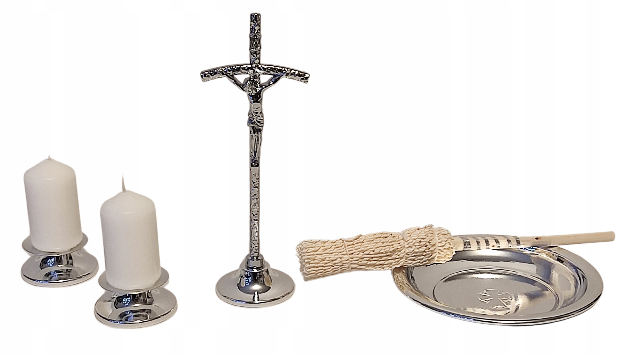 KOMPLET KOLĘDOWY TRADYCYJNY SREBRNY KRZYŻ PAPIESKI ZESTAW PASYJKA ...