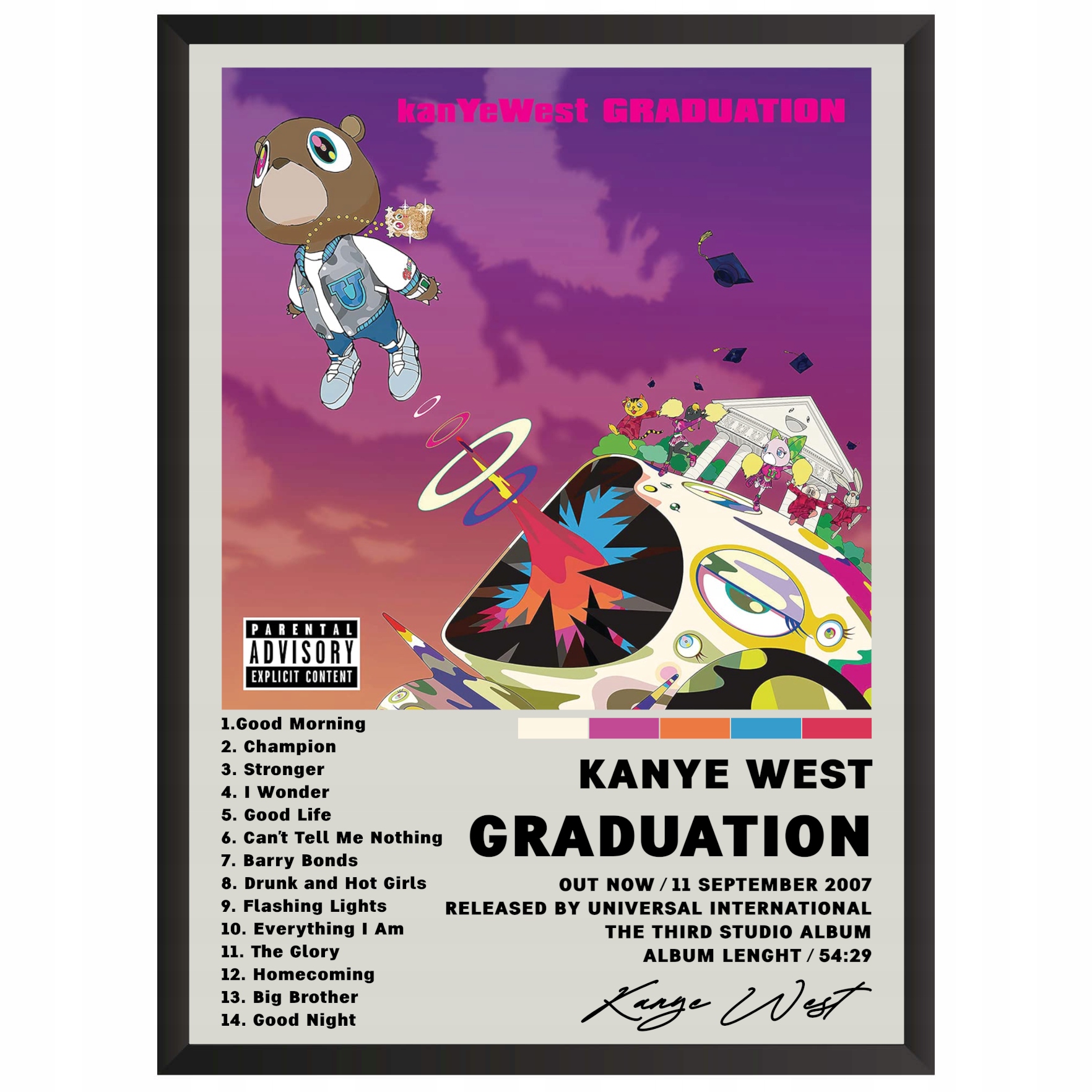 Kanye West Graduation Personalizowany Plakat z albumem w ramce (Obraz ...