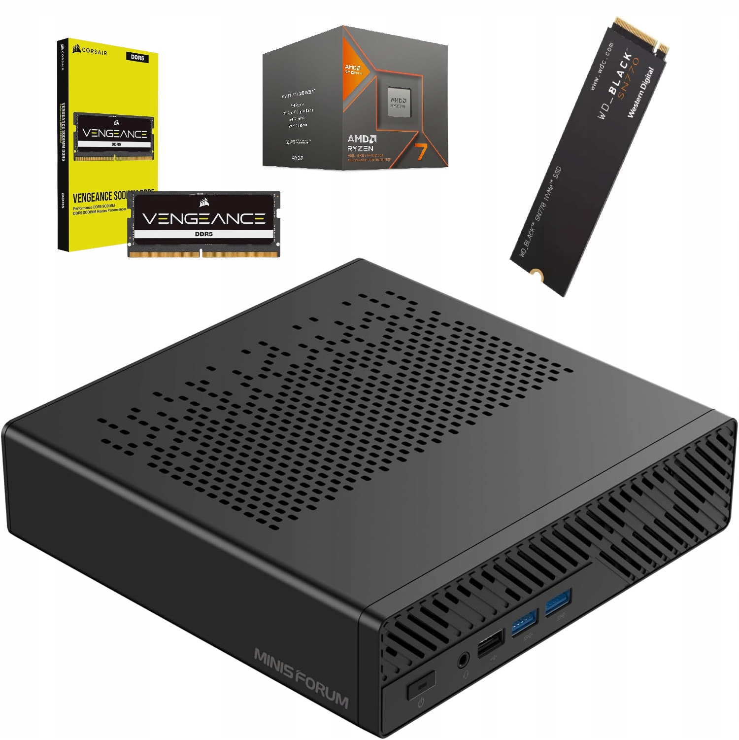 Mini PC AMD RYZEN 7 8700G, 32GB DDR5, 1TB WD SN770, Windows 11 Pro ...