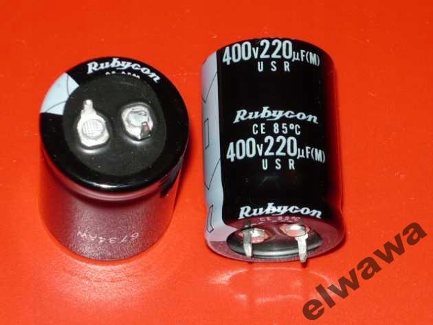 Kondensator el. 220uF 400V RUBYCON USR 25x35 - Sklep, Opinie, Cena w Allegro