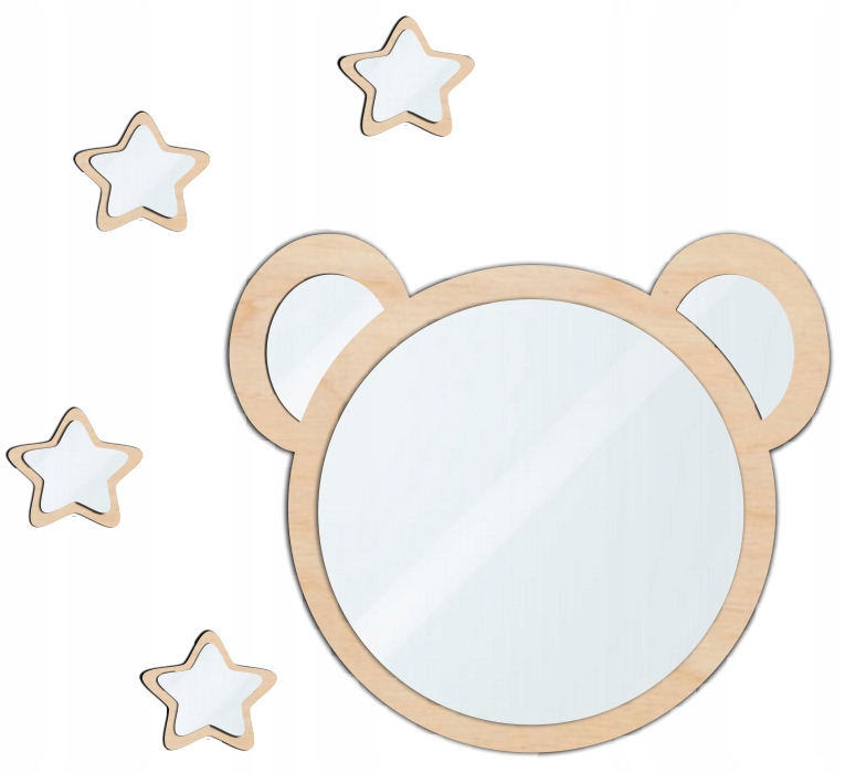 LUSTRO akrylowe dla dziecka Lustro ścienne Bezpieczne MIŚ + GWIAZDKI ...