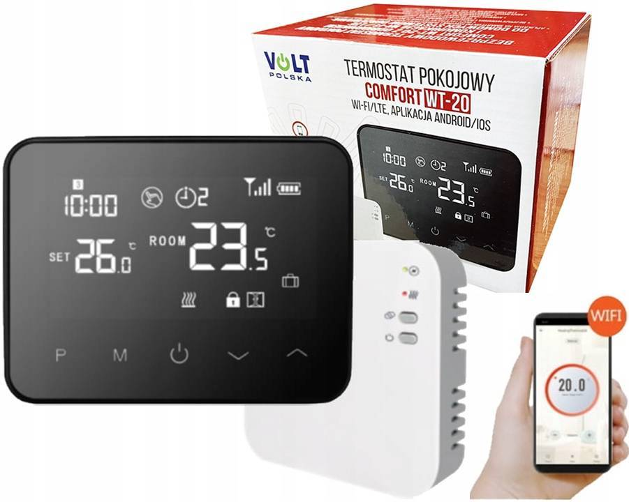TERMOSTAT POKOJOWY REGULATOR STEROWNIK PIEC WIFI WT-20 (5903293765937) • Cena, Opinie ...