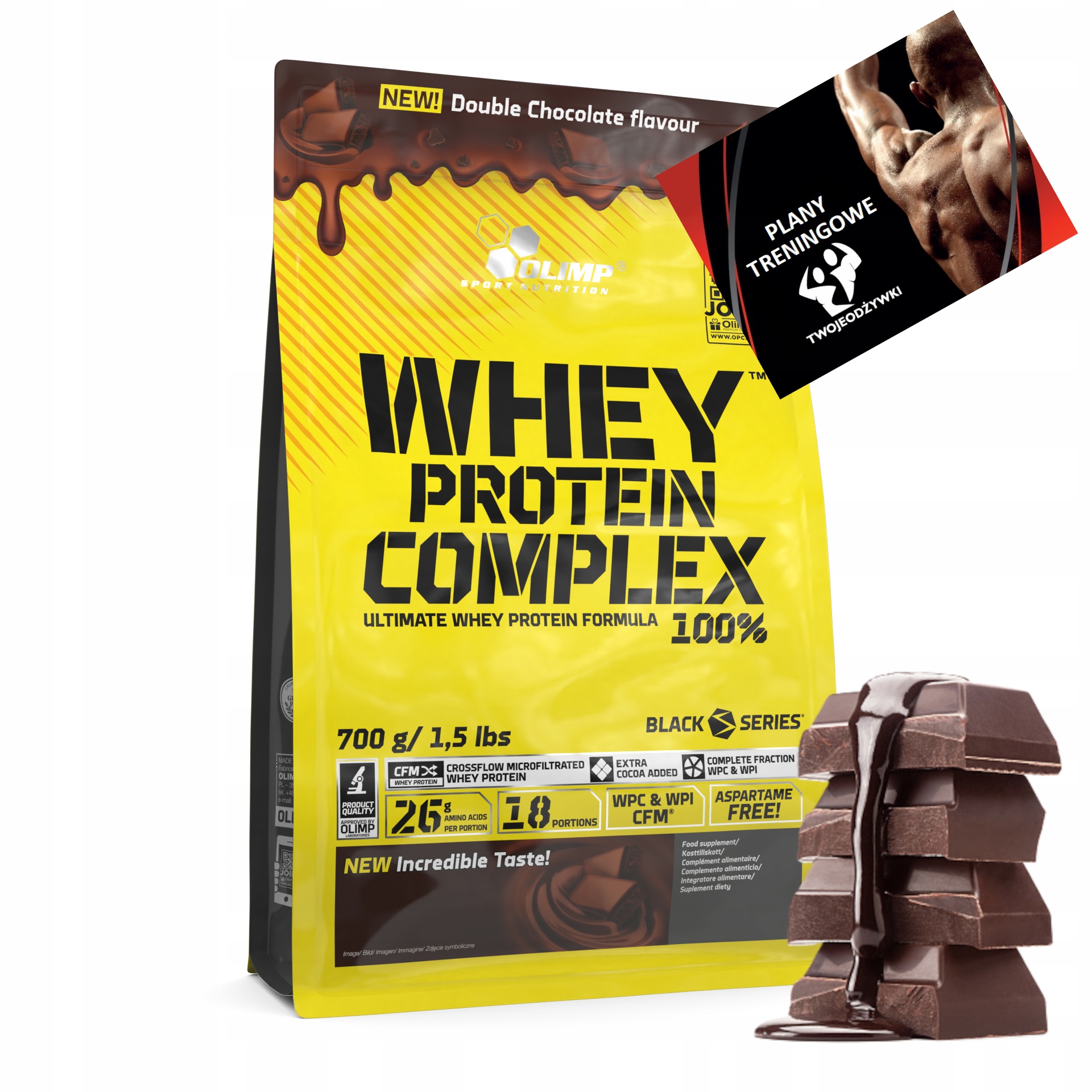 OLIMP WHEY PROTEIN COMPLEX 100% 700g BIAŁKO WPC WPI WPH double chocolate - OLIMP WHEY PROTEIN ...