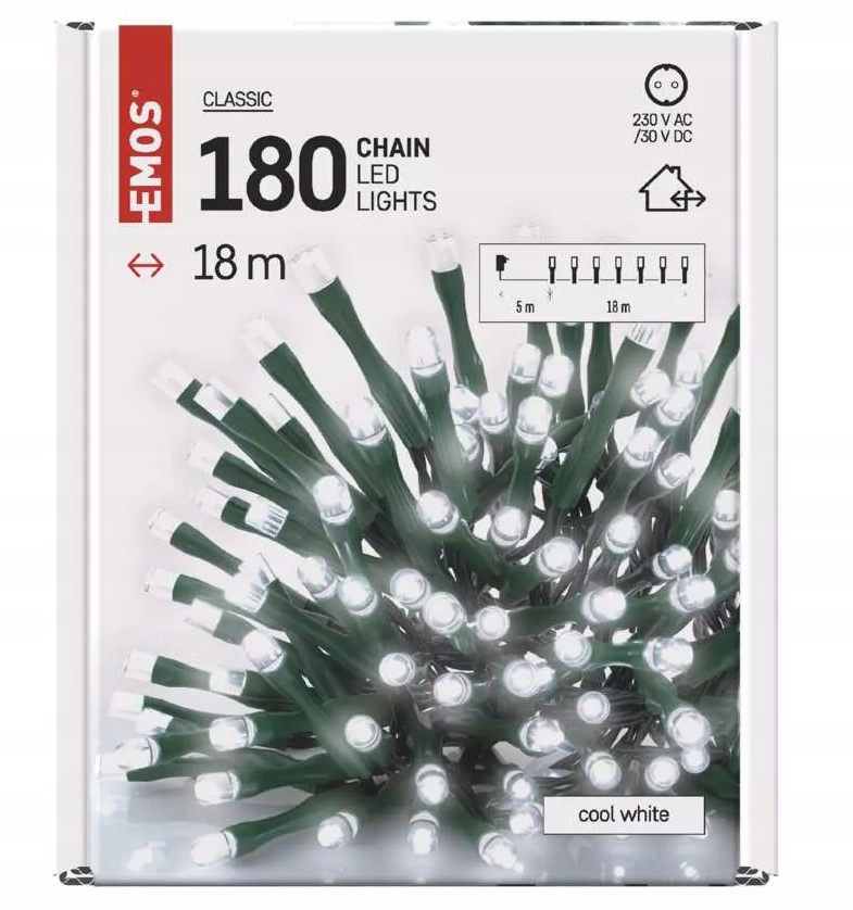 Lampki choinkowe 180 LED 18 m EMOS biały zimny (8592920095669) • Cena, Opinie • Oświetlenie ...