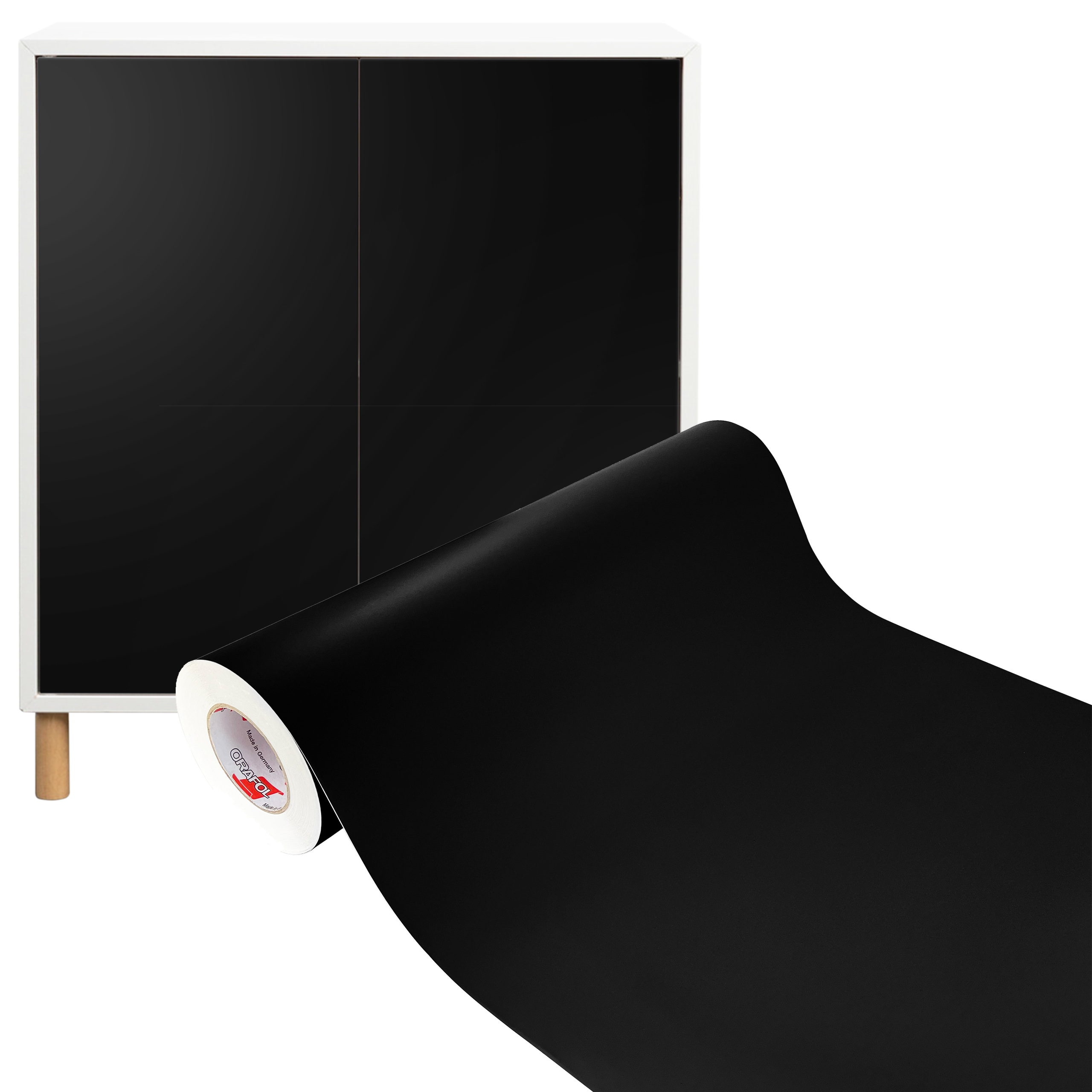 Folia PCV Czarny Mat Okleina Samoprzylepna Na Meble Drzwi DIY 63x400cm ...