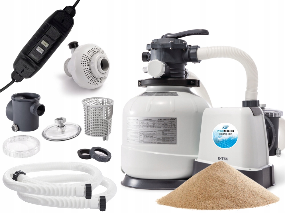 Pompa Piaskowa Filtr Basenu Intex 10500 l/h + PIASEK 50kg + Wyłącznik RCD (6941057413921) • Cena ...