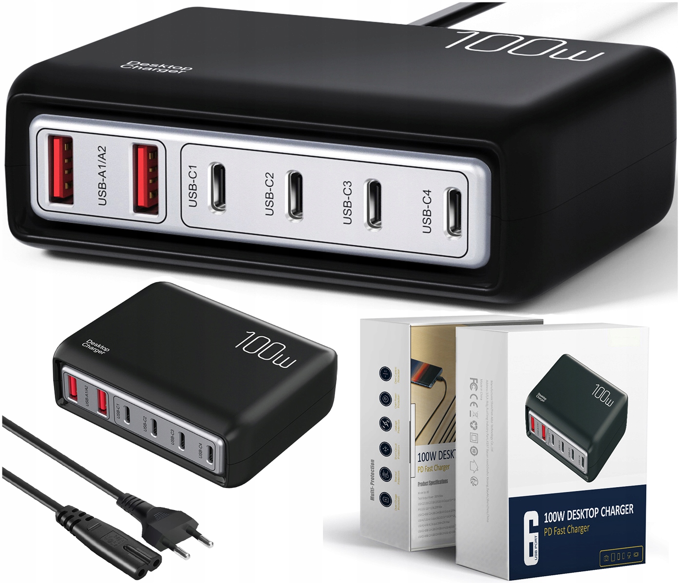 Szybka Ładowarka USB PD 100W Zasilacz do telefonu tabletu QC3.0 PPS ...