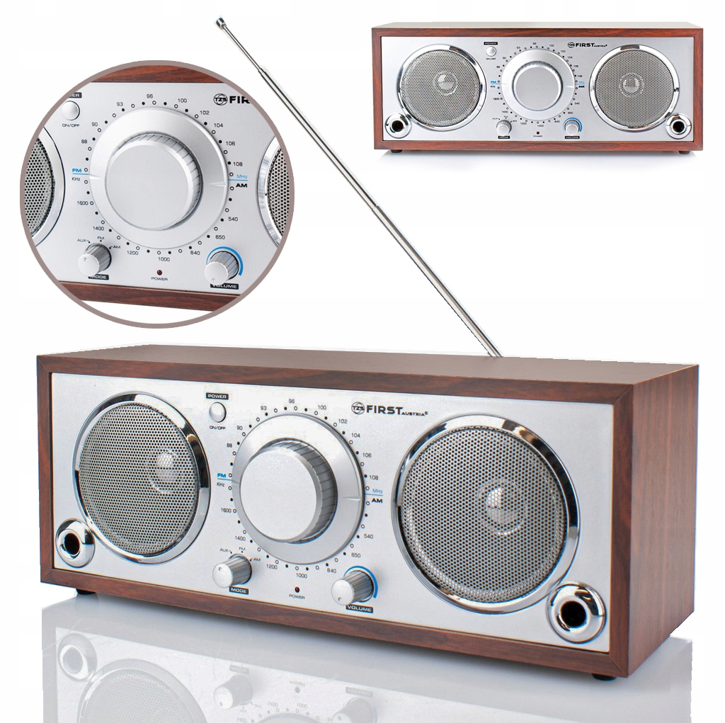 STYLOWE DREWNIANE RADIO FM AUX RETRO FIRST AUSTRIA - Sklep, Opinie ...