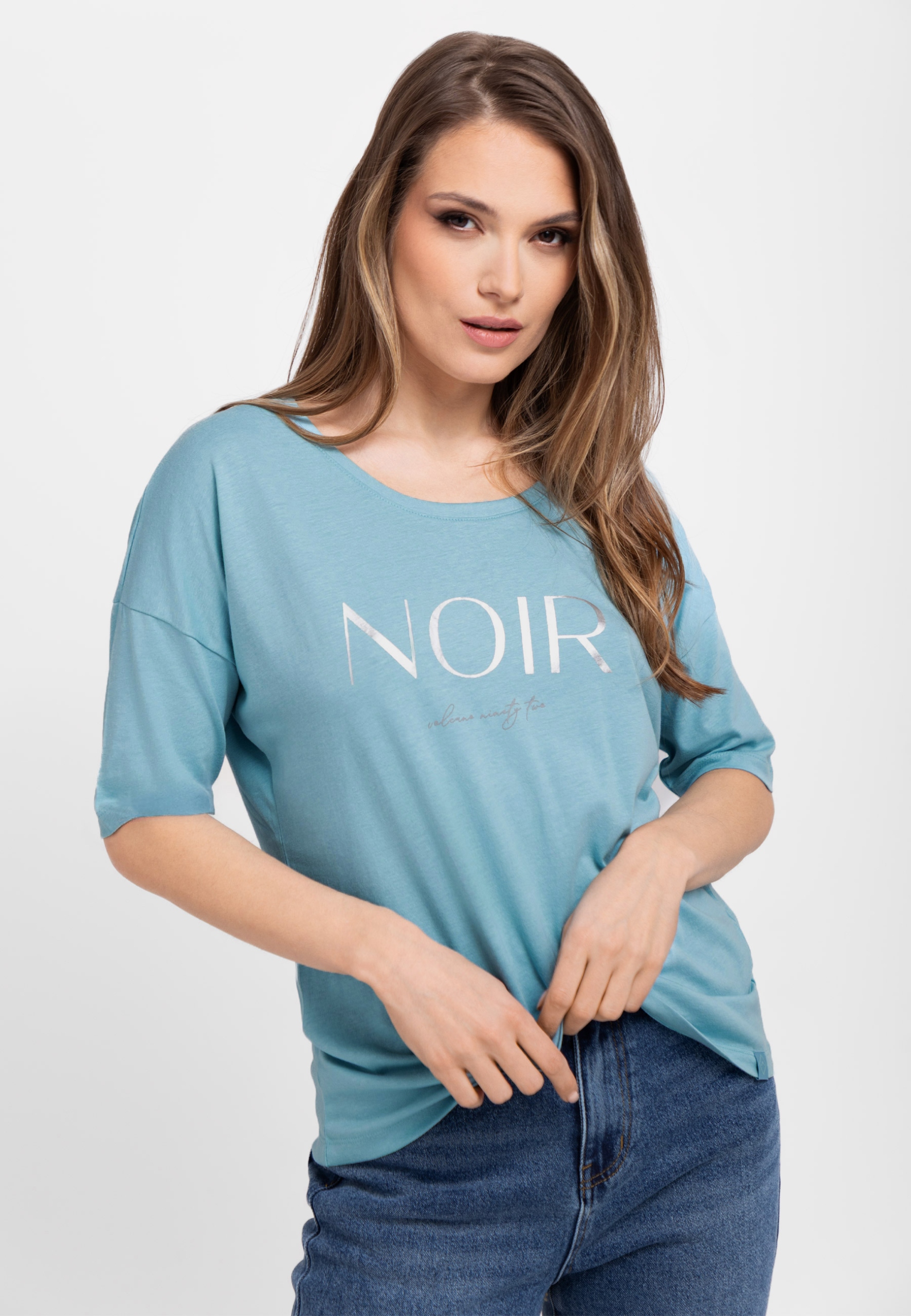 DAMSKA KOSZULA T-SHIRT OVERSIZE Z NADRUKIEM NIEBIESKA VOLCANO T-ICON 4XL (5900462693015) • Cena ...