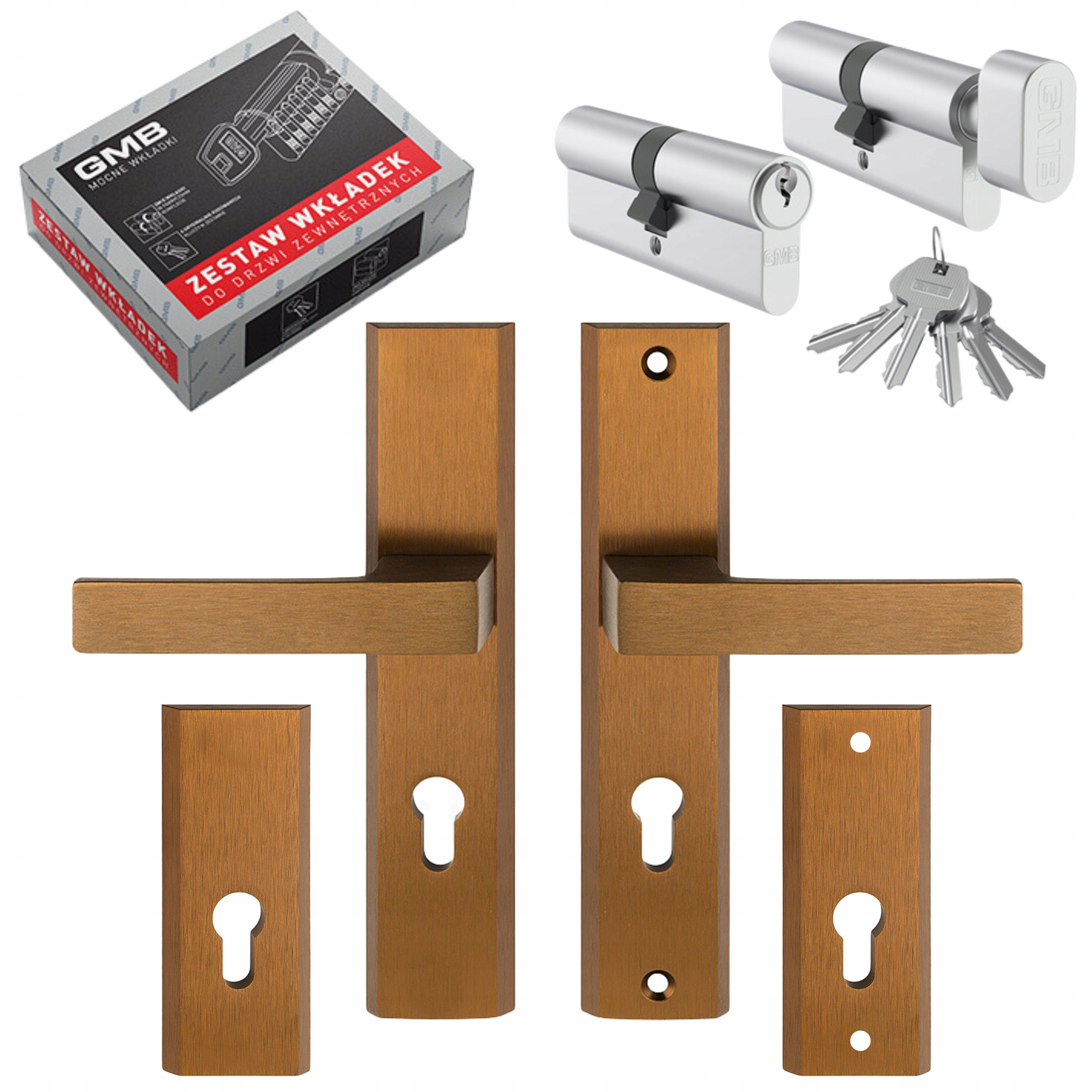 KLAMKA DO DRZWI ZEWNĘTRZNYCH TOTAL PATYNA + KOMPLET WKŁADEK GMB ZESTAW ...