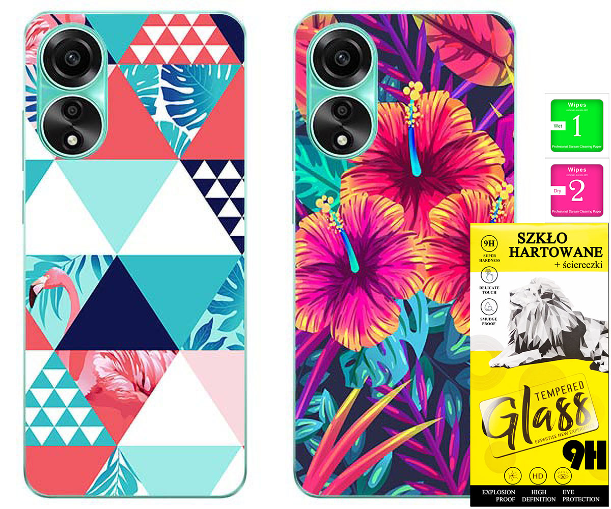 2x ETUI PLECKI FOTO Case OBUDOWA Pokrowiec + SZKŁO 9H do Oppo A78 4G ...