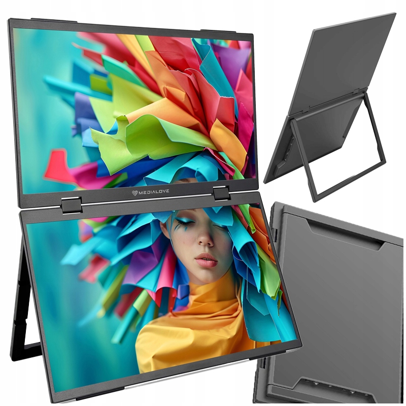Monitor LED MEDIALOVE 2x P15,6 Stabilna Podstawka FULL HD 15,6 " 1920 x ...