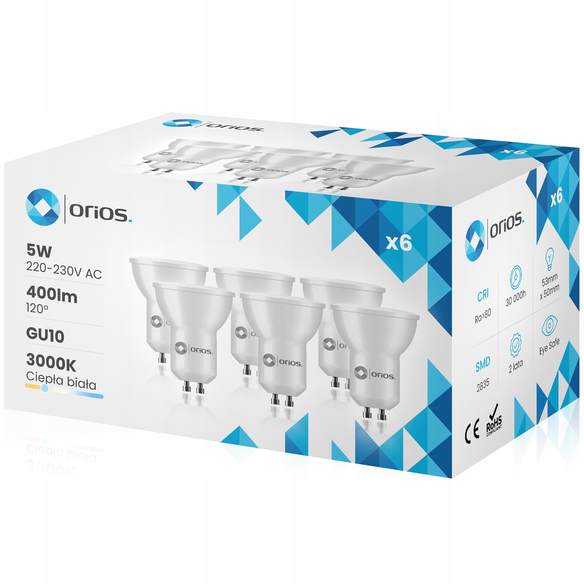 ŻARÓWKA LED GU10 5W=40W BARWA CIEPŁA 3000K DO SYPIALNI NIEMRUGAJĄCA (5906138911803) • Cena ...