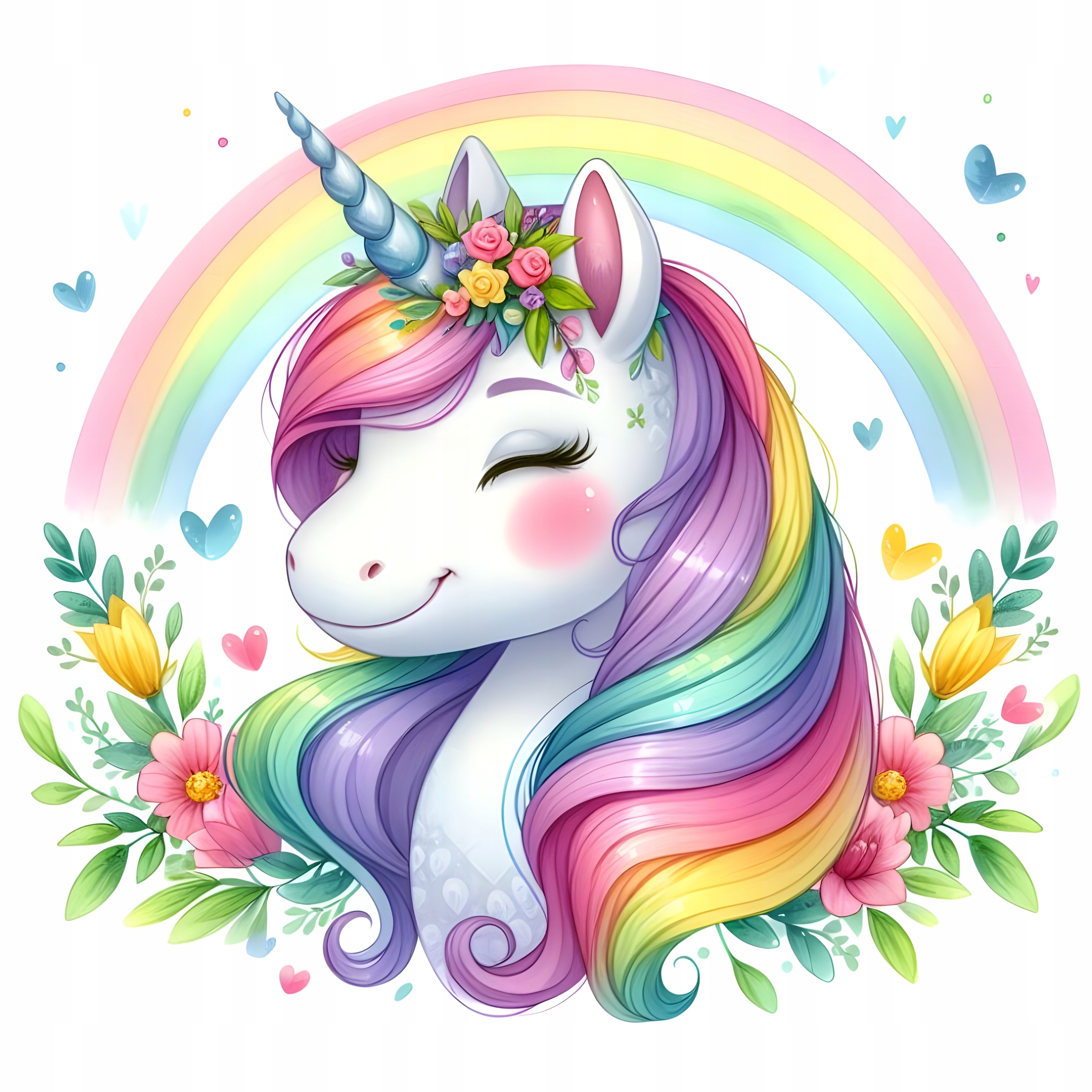 CUKROWY OPŁATEK TORT WYDRUK masa JEDNOROŻEC TĘCZOWY TĘCZA urodziny ...