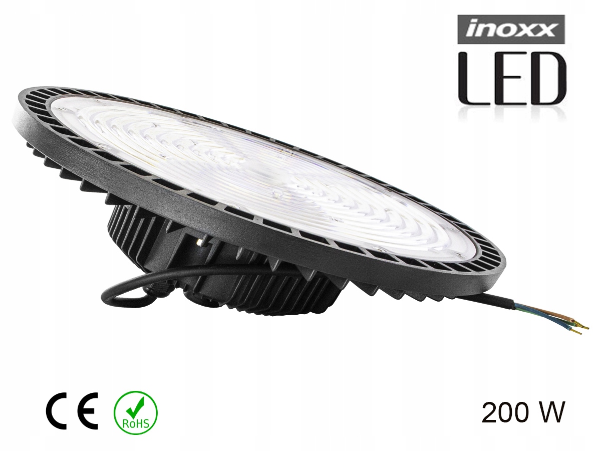 LAMPA PRZEMYSŁOWA 200W WARSZTATOWA High Bay LED HALOGEN DO HALI METAL ...