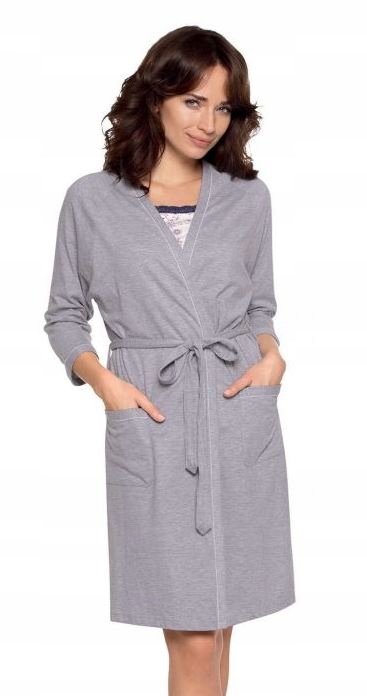 WADIMA Szlafrok Damski 104327 r. XXL melanż szary • Cena, Opinie - Allegro