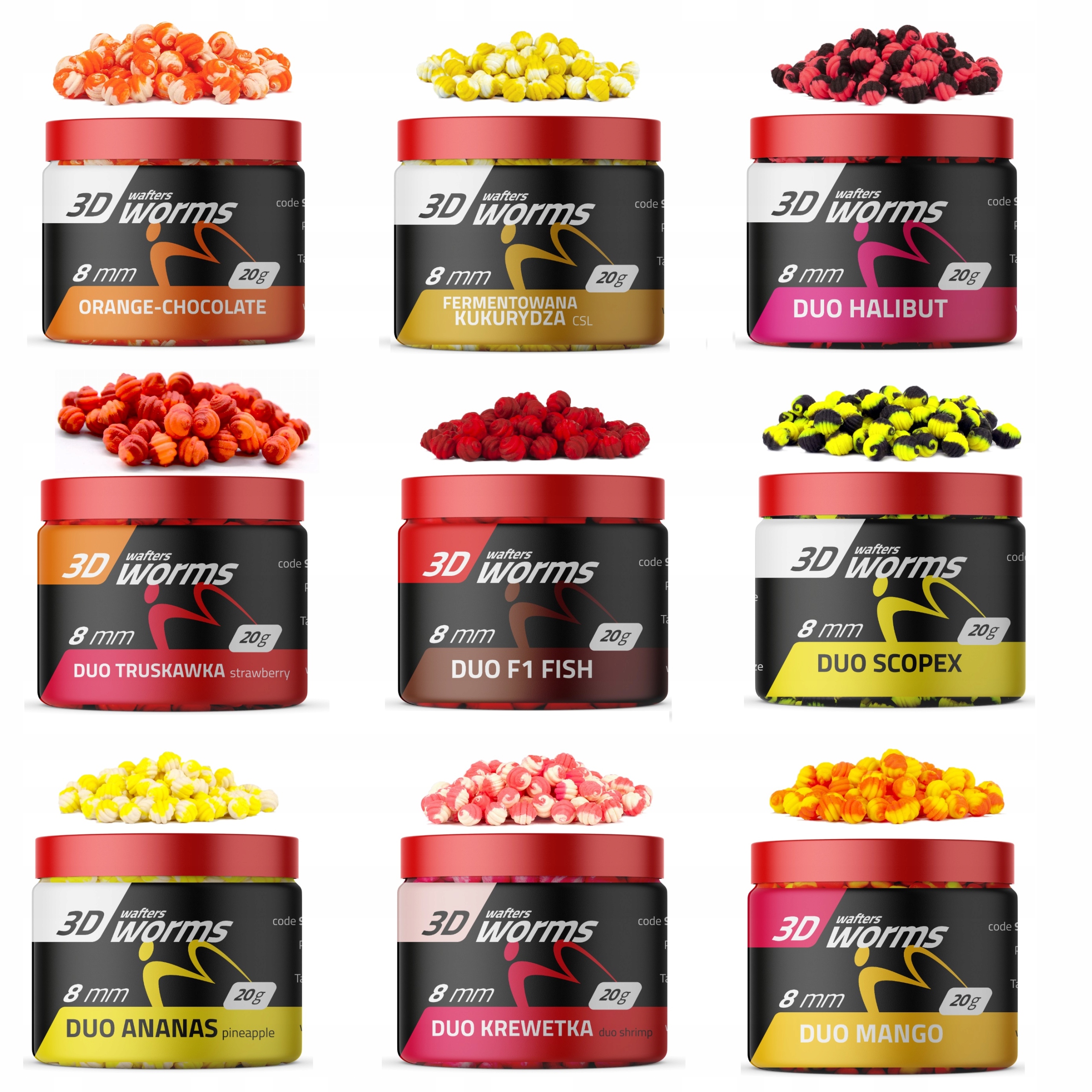 MATCHPRO WAFTERS POCZWARKI WORMSY 8 MM 9 SMAKÓW - 13205915599 - Allegro