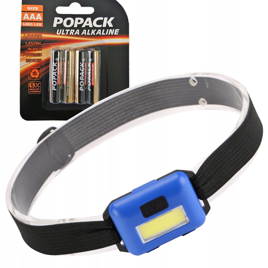 MINI LATARKA CZOŁOWA CZOŁÓWKA NIEBIESKA + BATERIE - 6031 BLUE ...