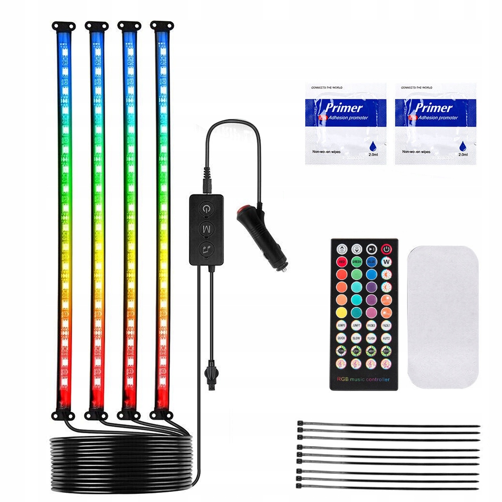 Paski LED WNĘTRZA AUTA Taśma kabiny samochodu 12V RGB • Cena, Opinie ...