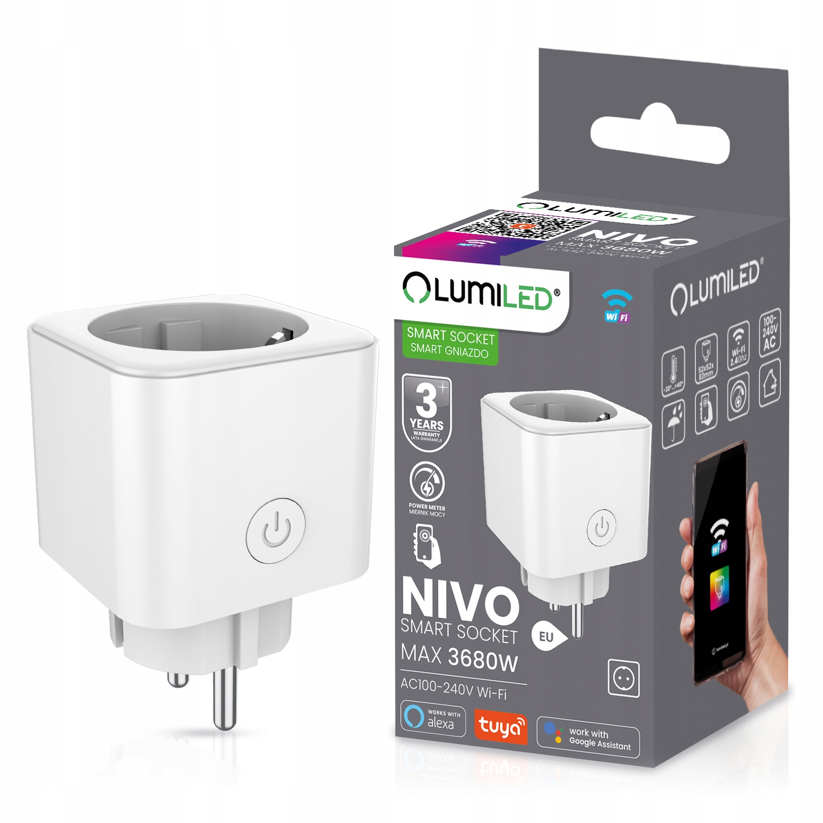 INTELIGENTNE GNIAZDKO WIFI WATOMIERZ PROGRAMATOR TIMER TUYA SMART 16A (5904422762599) • Cena ...