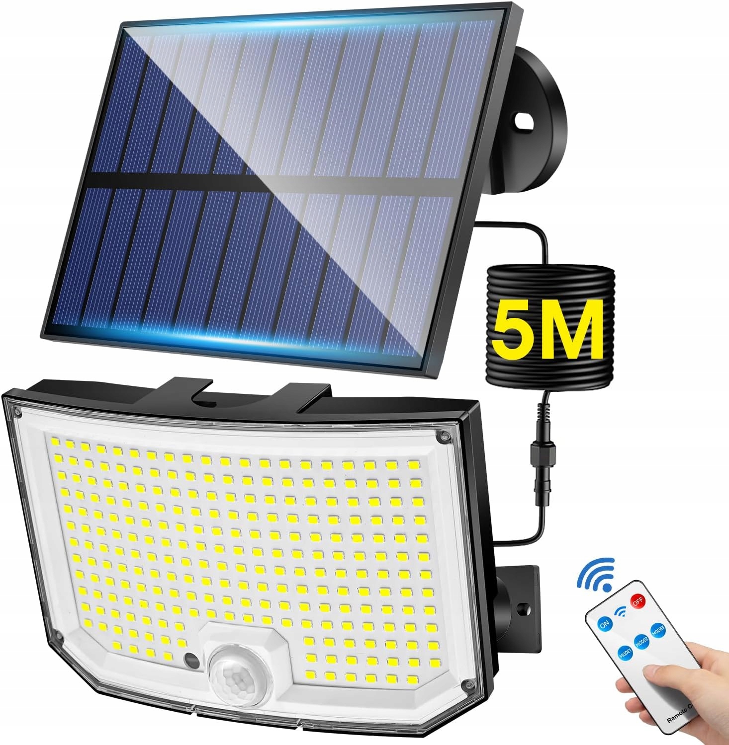 LAMPA SOLARNA REFLEKTOR SOLARNY LED Z PILOTEM DO GARAŻU OGRODU PODWÓRKO ...