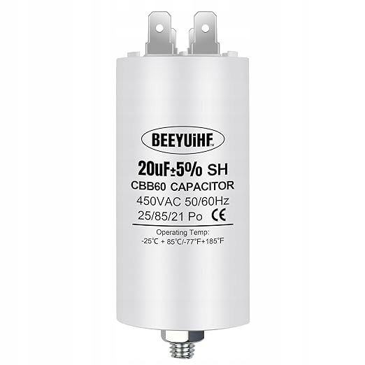 Kondensator silnikowy rozruchowy 20 uF ze śrubą M8 50/60 Hz, 450 VAC ...