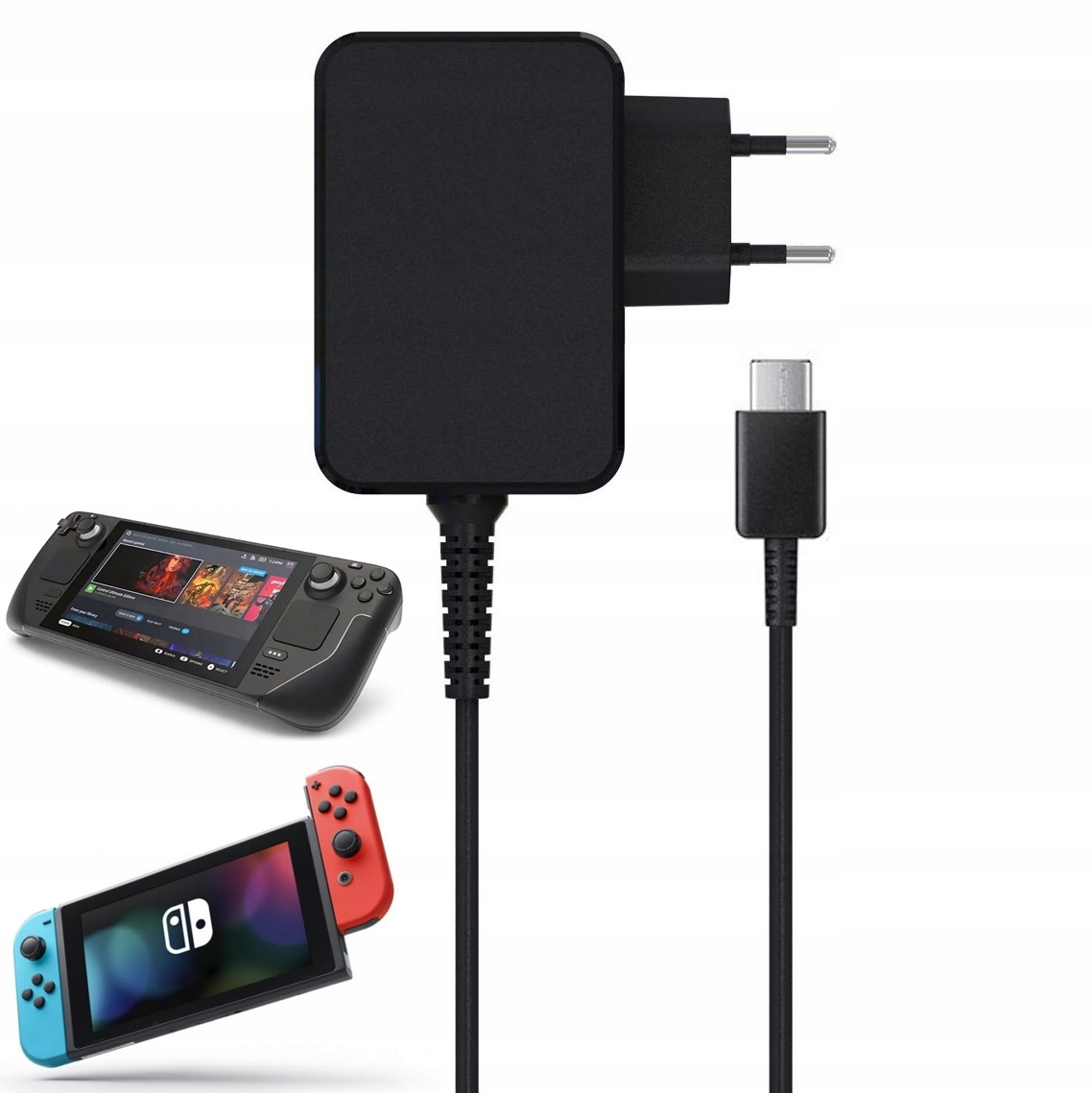Ładowarka Sieciowa Zasilacz USB-C Kabel 65W do Nintendo Switch LCD/OLED ...