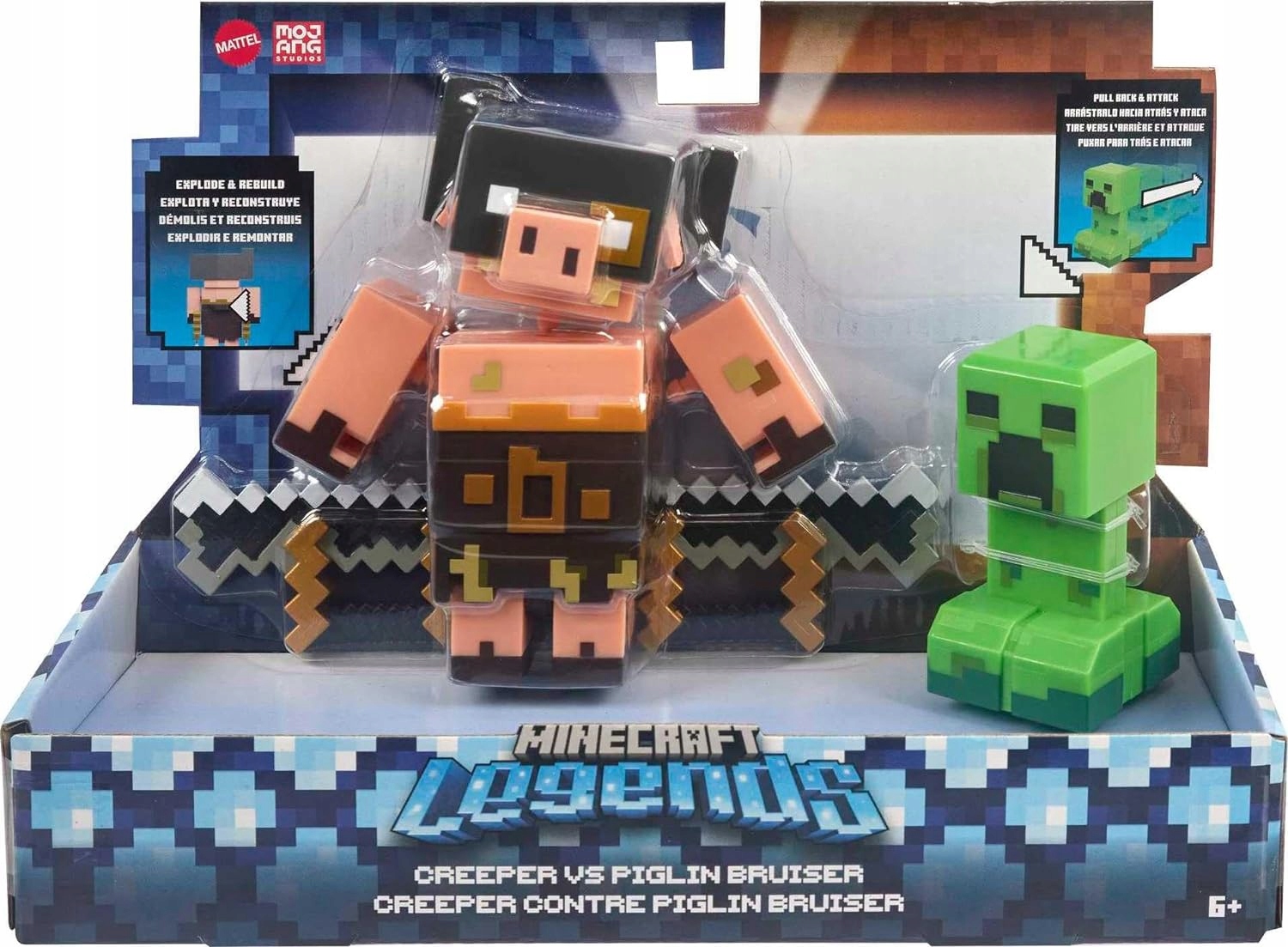 MINECRAFT LEGENDS zestaw 2 FIGUREK Creeper vs Piglin Bruiser ...