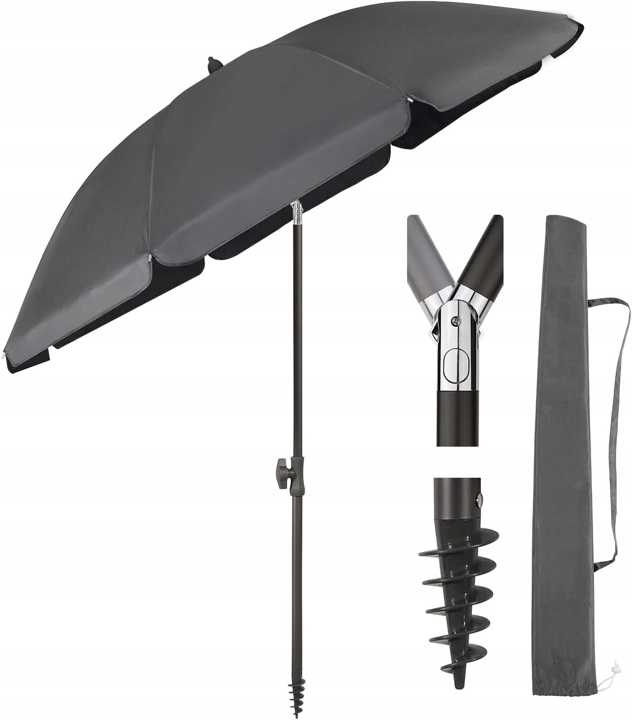PARASOL PLAŻOWY BALKONOWY SEKEY CIEMNO SZARY 190 cm (9002759995966 ...