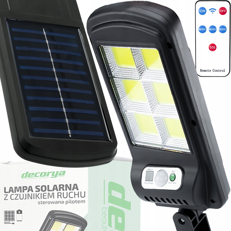 OŚWIETLENIE ZEWNĘTRZNE OGRODOWE MOCNA LAMPA SOLARNA LED ULICZNA COB PILOT (5904194684969) • Cena ...