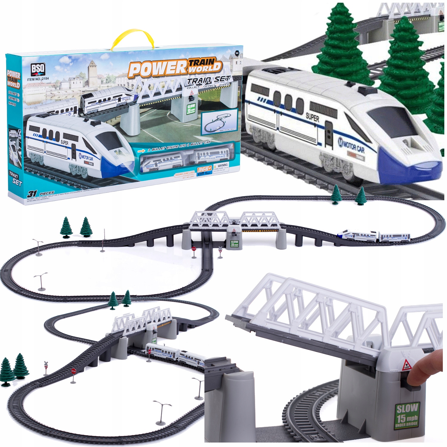 KOLEJKA ELEKTRYCZNA XL Pociąg Tor Podnoszony Most 12877519985 - Allegro.pl