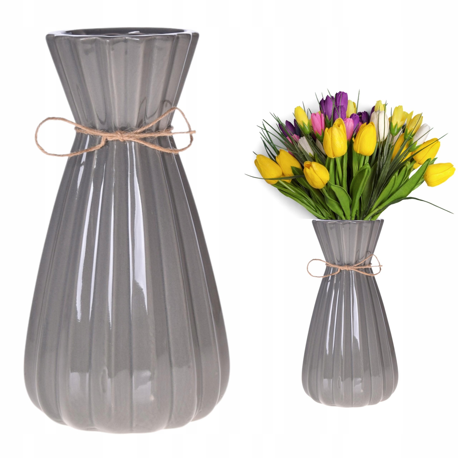 WAZON WAZONY NA KWIATY SZARY CERAMICZNY 22 cm (WAZONY CERAMICZNE ...