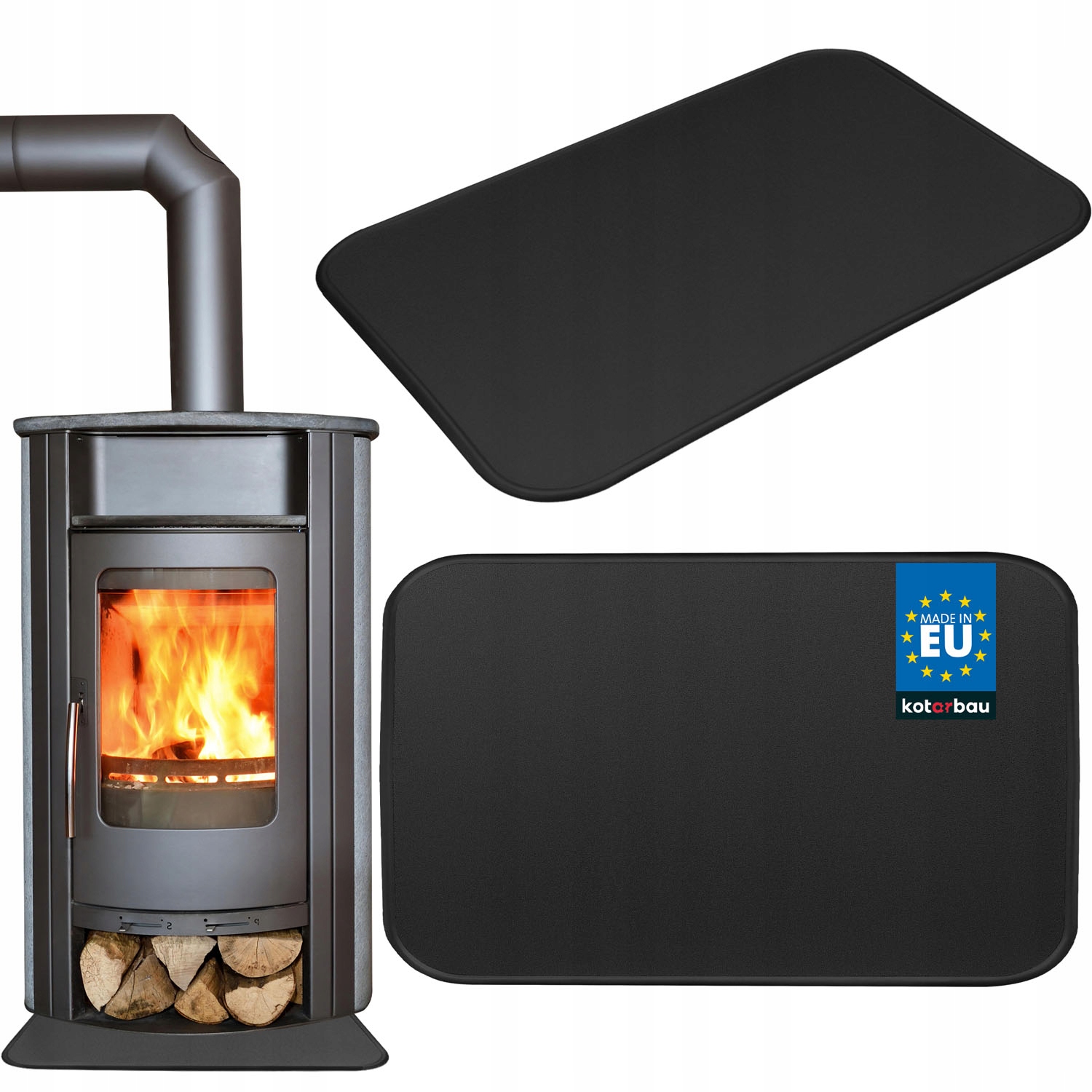 BLACHA PRZEDPIECOWA POD KOMINEK PIEC KOZĘ OCHRONNA 485x800mm CZARNA STALOWA (5904994071662 ...
