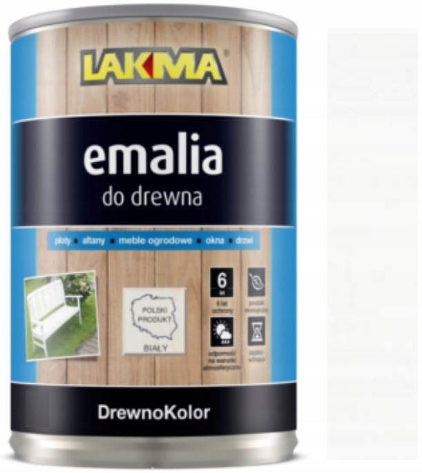 LAKMA LUXMAL DREWNOKOLOR EMALIA AKRYLOWA DO DREWNA PŁOTÓW BIAŁA PÓŁMAT ...