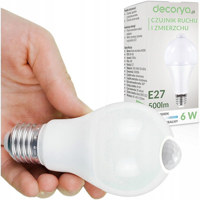 MOCNA ŻARÓWKA LED PIR CZUJNIK ZMIERZCHU RUCHU BIAŁY NEUTRALNY 4000K ... MOCNA ŻARÓWKA LED PIR CZUJNIK ZMIERZCHU RUCHU BIAŁY NEUTRALNY 4000K ...
