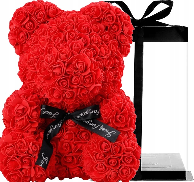 MIŚ Z RÓŻ FLOWER BOX RÓŻYCZEK + PUDEŁKO ELEGANCKI PREZENT dla Kobiety ...