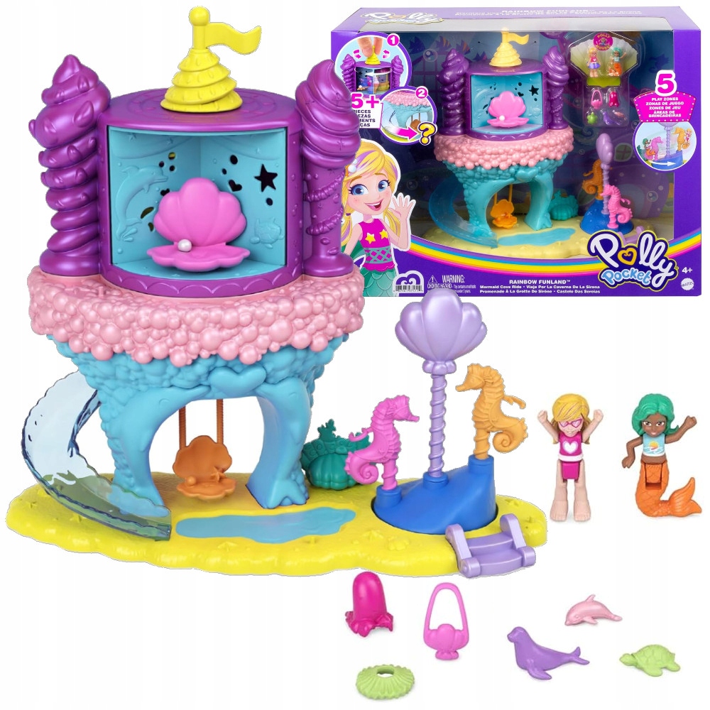 ZESTAW POLLY POCKET LUNAPARK ZATOKA SYREN plus 2 LALKI I 15 DODATKÓW ...