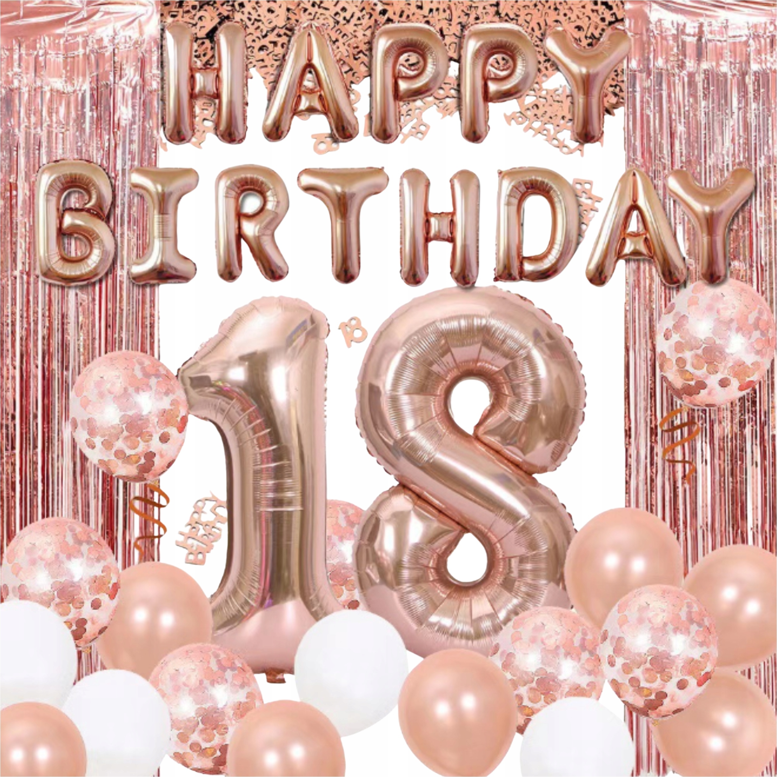 ZESTAW BALONOW 18 URODZINY OSIEMNASTKA DEKORACJA (0651818139583) • Cena, Opinie • Balony ...