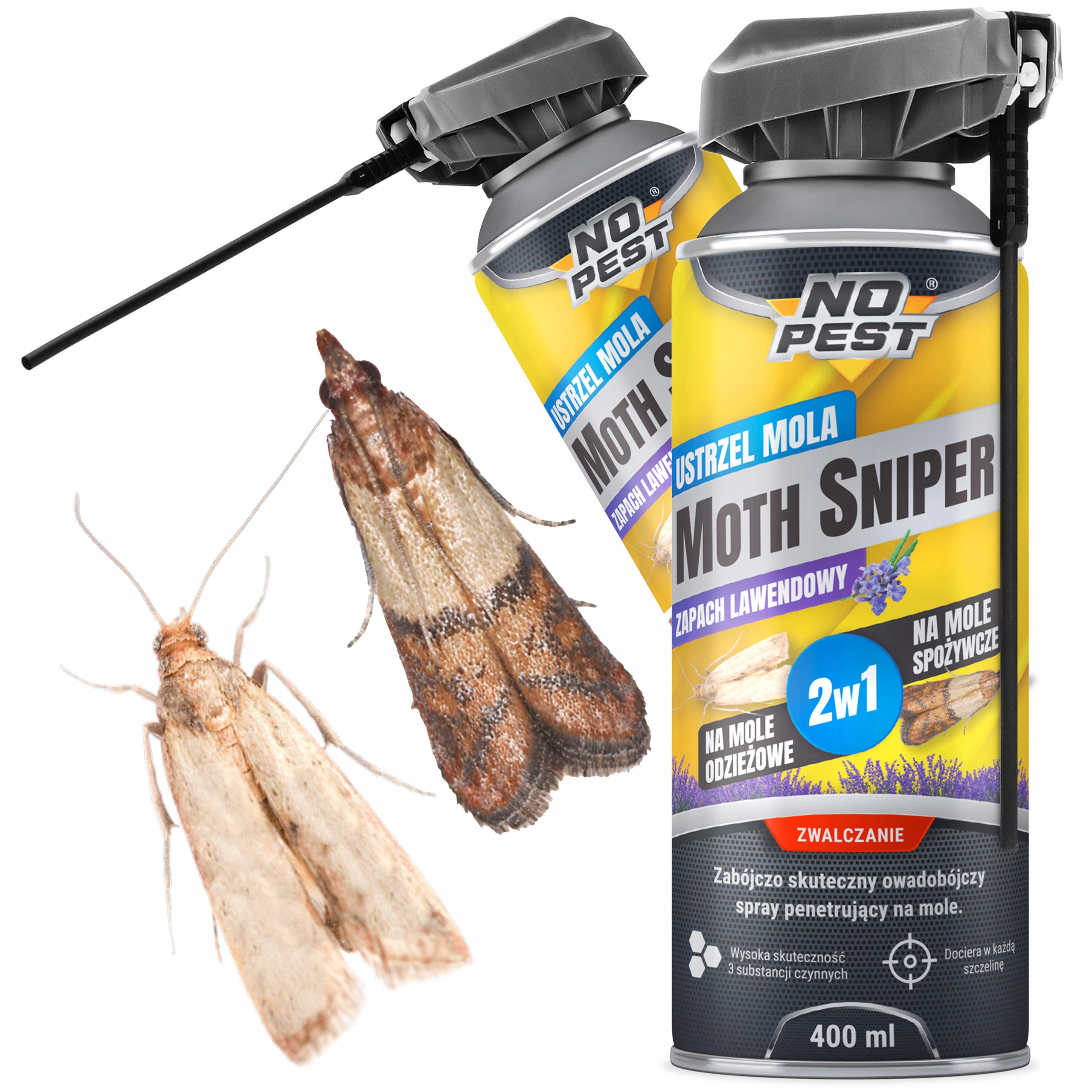 ŚRODEK SPRAY NA MOLE ODZIEŻOWE SPOŻYWCZE MUCHY NO PEST 400ML MOTH ...