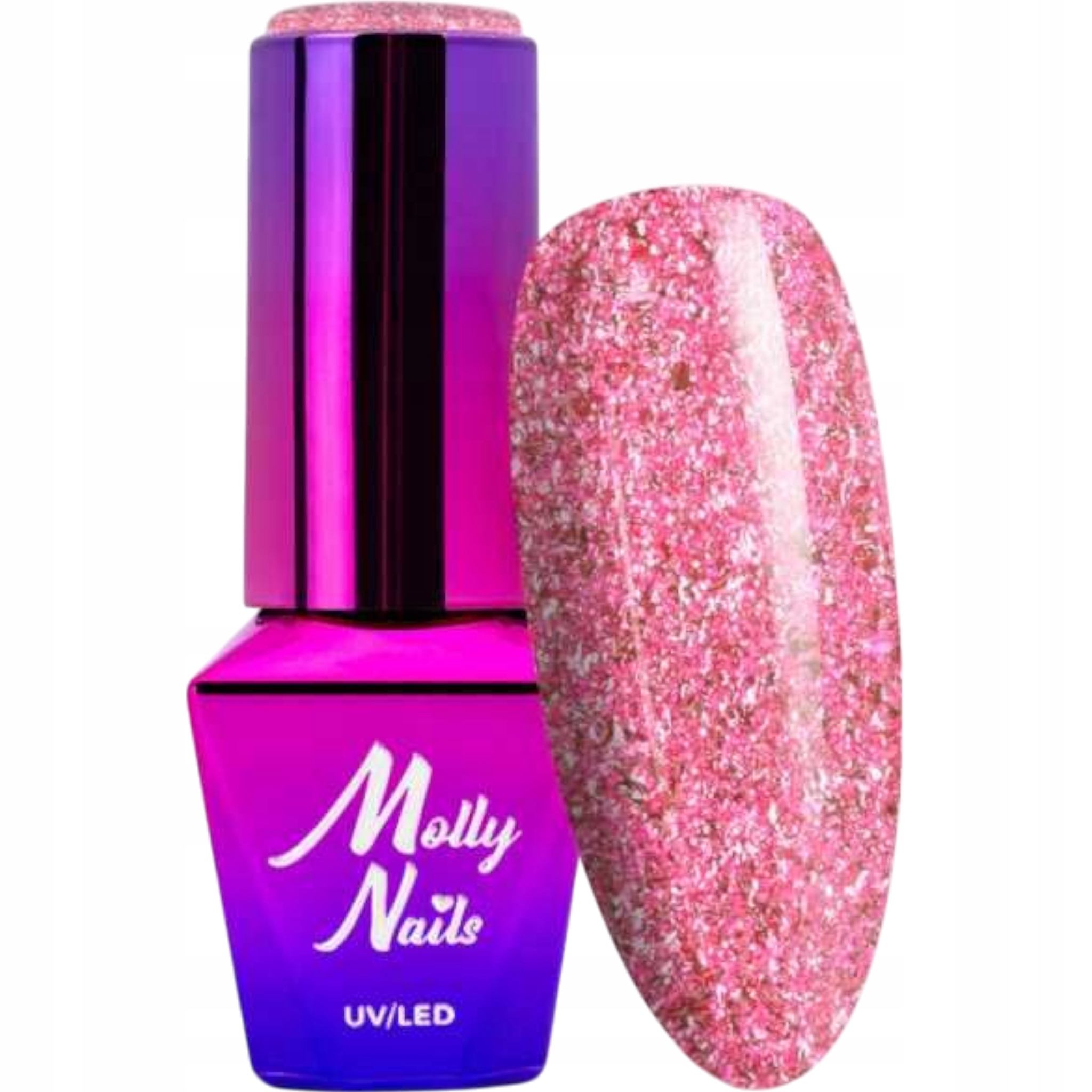 Lakier Hybrydowy MOLLYNAILS 8g Luxury Glam Reflections Różowy Brokat Nr540 (5903990545658 ...