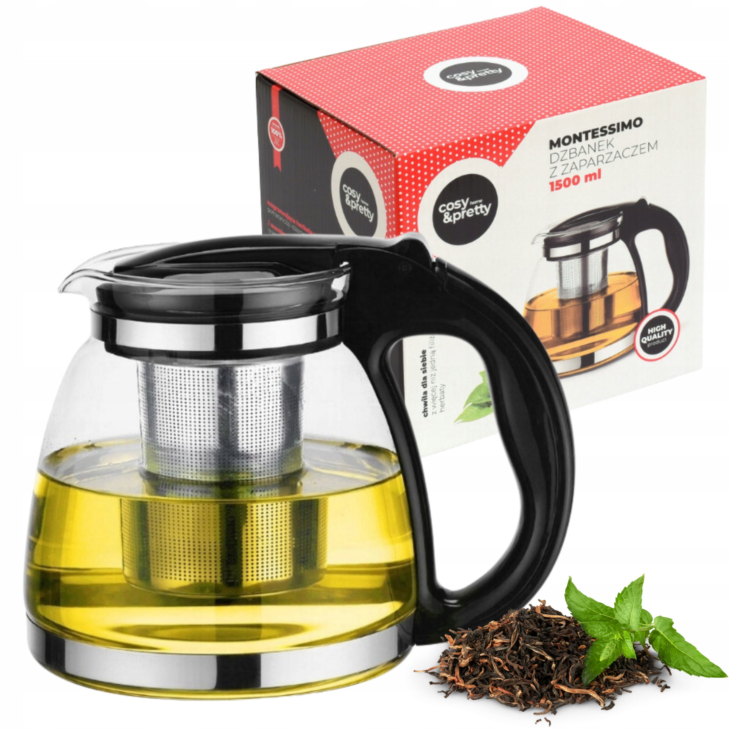 ZAPARZACZ DO HERBATY DZBANEK Z ZAPARZACZEM 1,5 L CZAJNIK SZKLANY Z SITKIEM (0658) • Cena, Opinie ...
