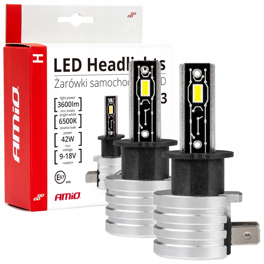 Żarówki LED H3 AMIO H-mini 12V 42W 6500K 3600lm 5903293033302 za 139 ...