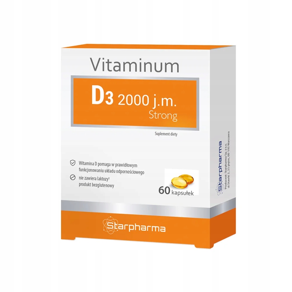 STARPHARMA VITAMINUM D3 2000 60 kapsułek (5906874986936) • Cena, Opinie • Preparaty witaminowo ...