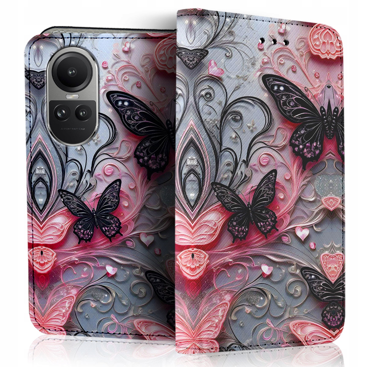 FLIP TOK TELEFONHOZ OPPO RENO 10 10 PRO 5G CASE PÉNZTÁRCA ÜVEG MINTÁK ...