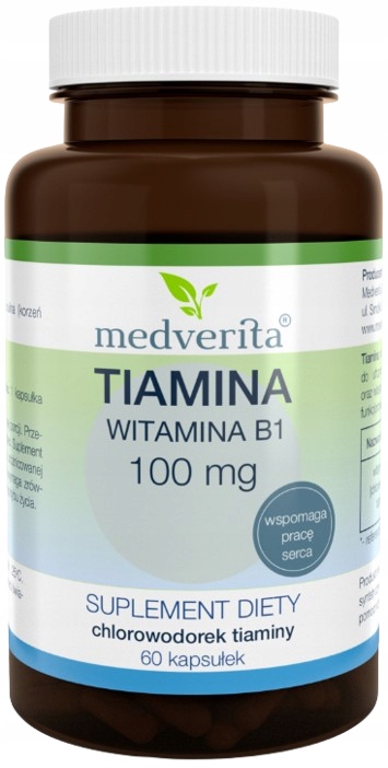 MEDVERITA Tiamina 100 mg WITAMINA B1 SERCE UKŁAD NERWOWY 60 kapsułek ...