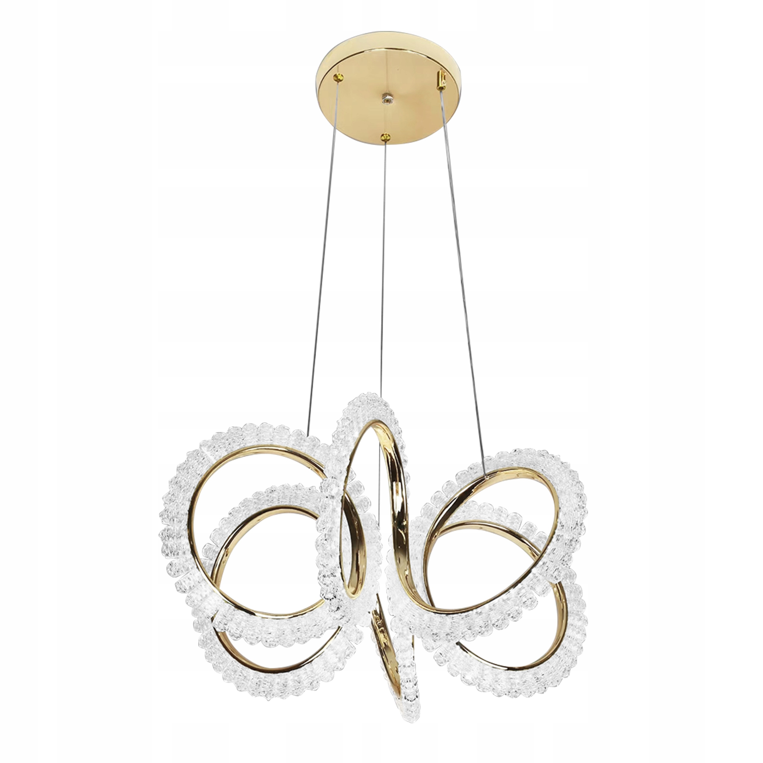 LAMPA WISZĄCA GLAMOUR KRYSZTAŁOWA DUŻA 50CM ZŁOTA GOLD LED G037 ...