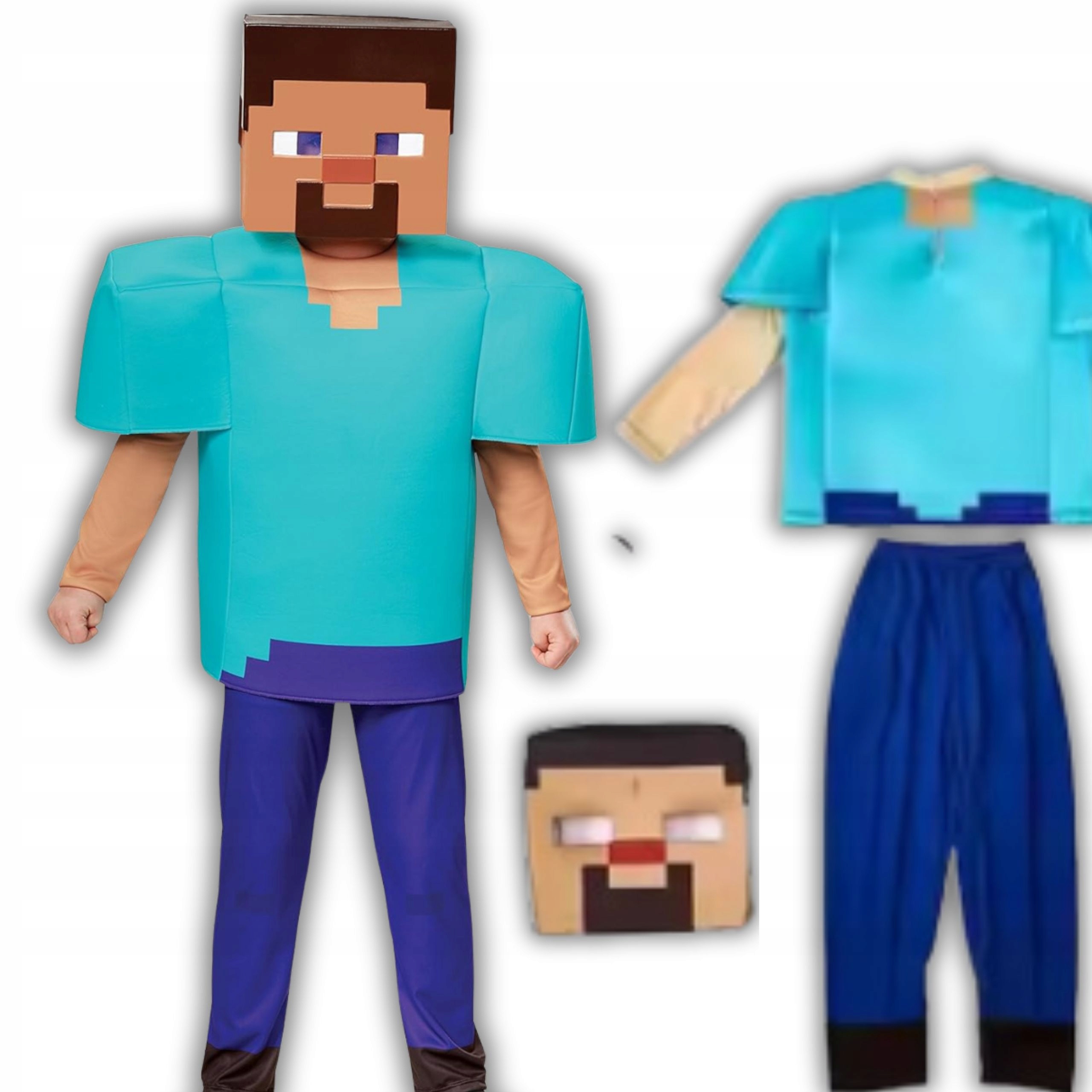 MINECRAFT STEVE JELMEZ FIÚNAK RUHA KOSTÜM + MASZK 134/140, • Ár ...