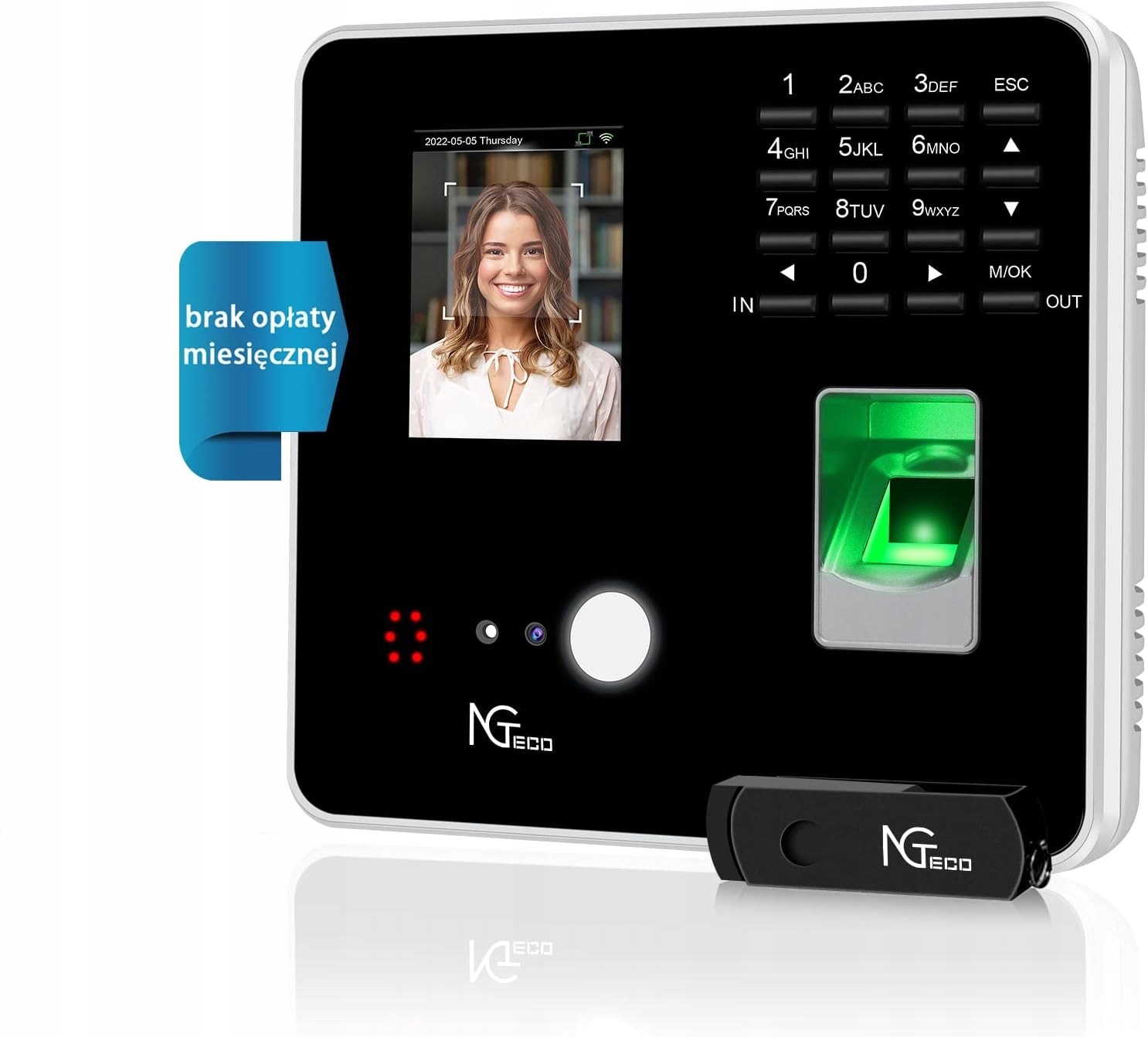 Rejestrator czasu pracy NGTeco NG-MB2 kontrola obecności SMART WIFI RFID (5906476015454) • Cena ...